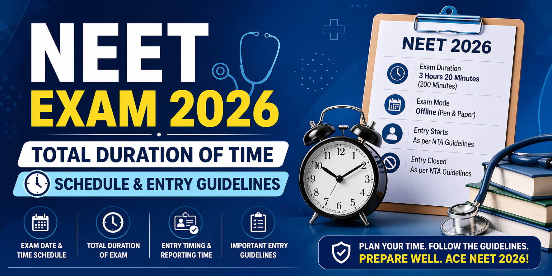 NEET Exam Timing 2026: Full Schedule, Duration & Entry Guidelines